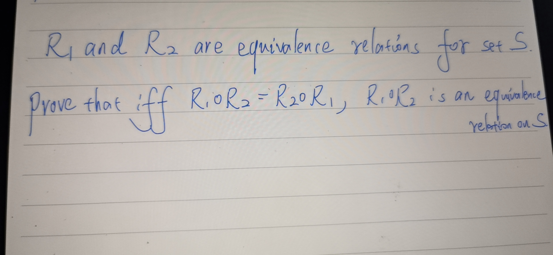 Solved set S R, and Ra are equivalence relorées for pro | Chegg.com