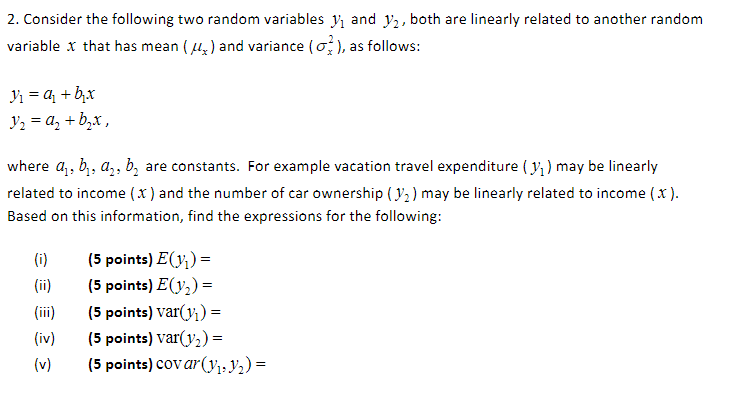 Solved 2. Consider the following two random variables y1 and | Chegg.com