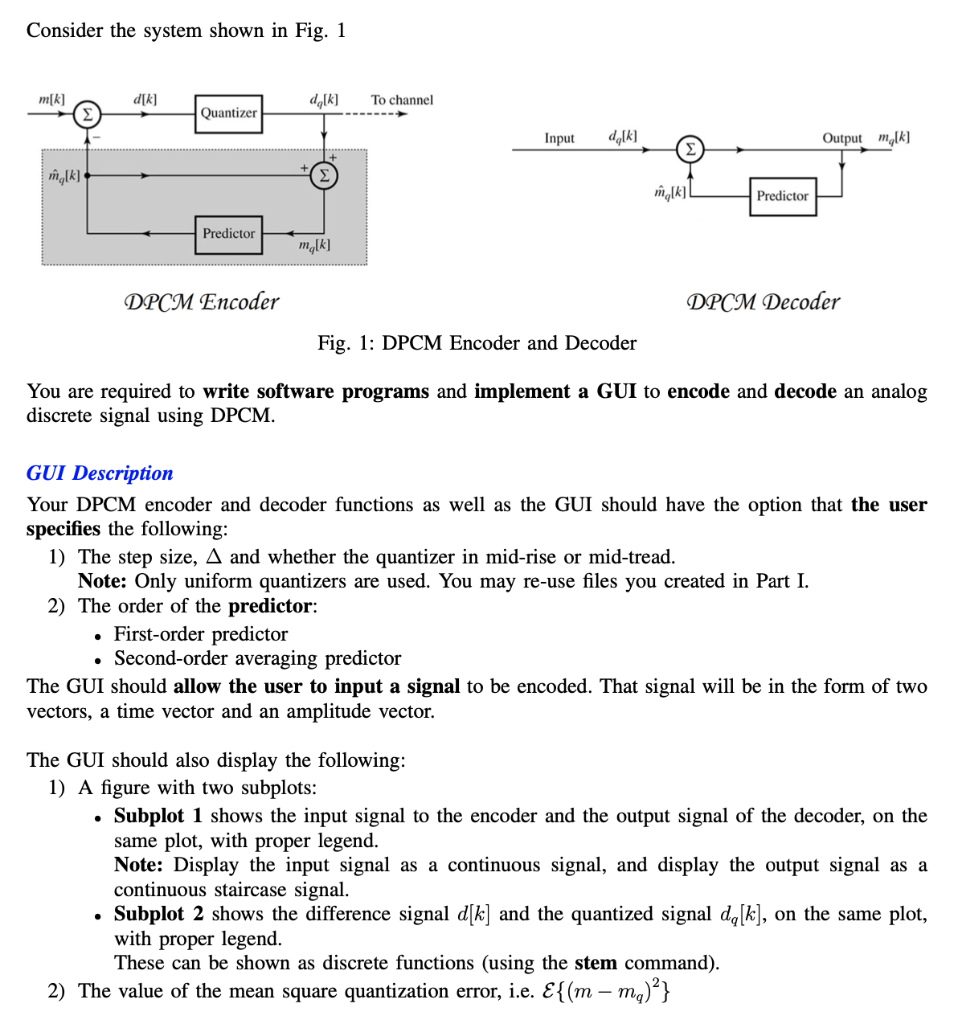 Solved Please Provide The Code And Plots Using Matlab Gui