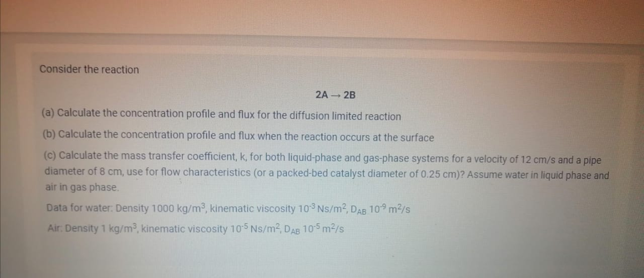 Solved Consider the reaction 2A — 2B (a) Calculate the | Chegg.com