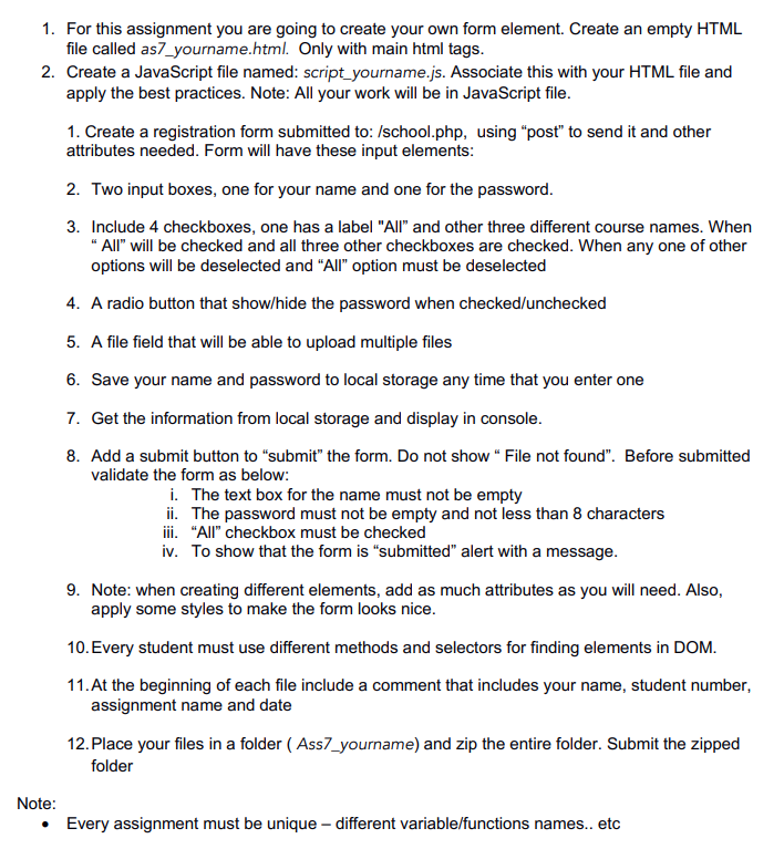 Solved For this assignment you are going to create your own | Chegg.com