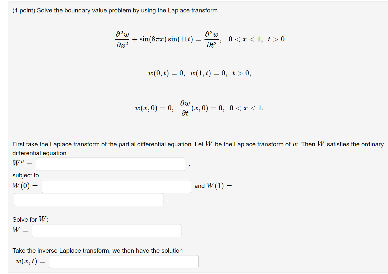 Solved (1 point) Solve the boundary value problem by using | Chegg.com
