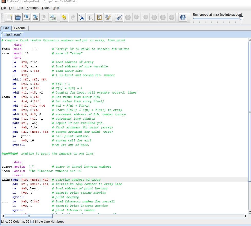 Solved Modify The Fibonacci Code By Creating A New Line For Chegg