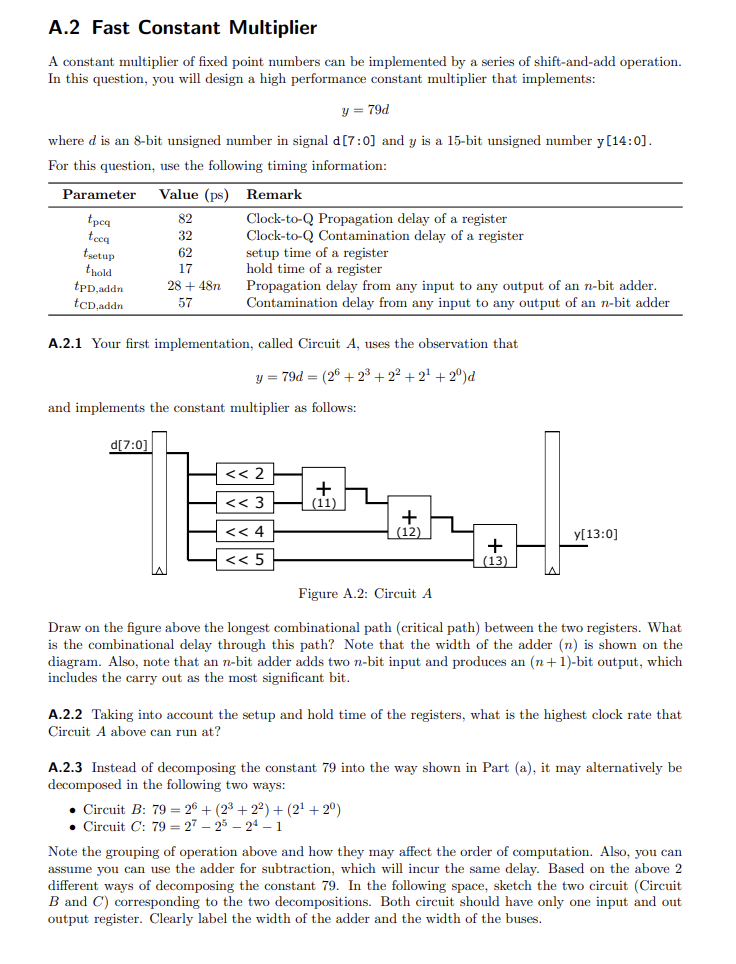 A.2 Fast Constant Multiplier A constant multiplier of | Chegg.com
