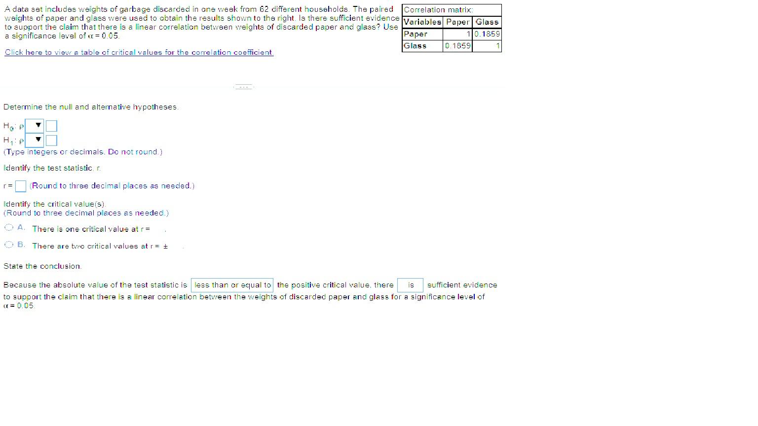 Solved A data set includes weights of garbage discarded in | Chegg.com