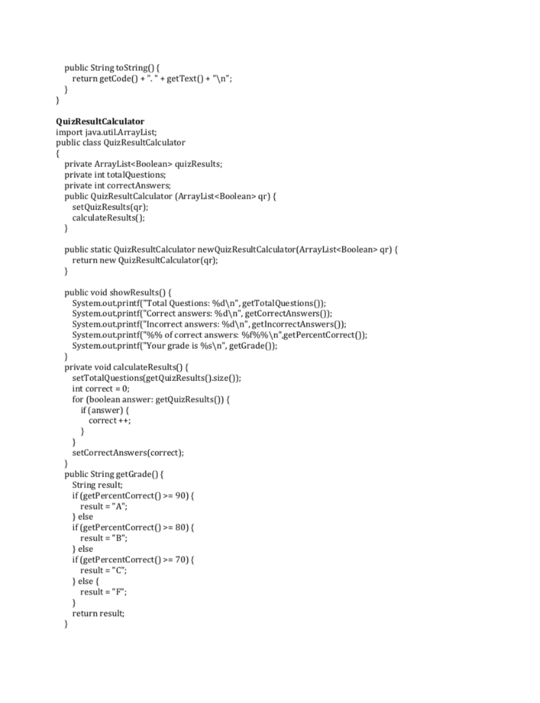 JAVA Quiz Taker and Creator Modes (Source Code | Chegg.com