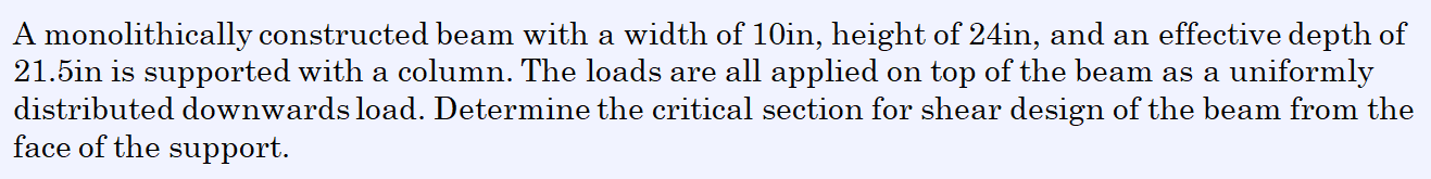 Solved A monolithically constructed beam with a width of | Chegg.com