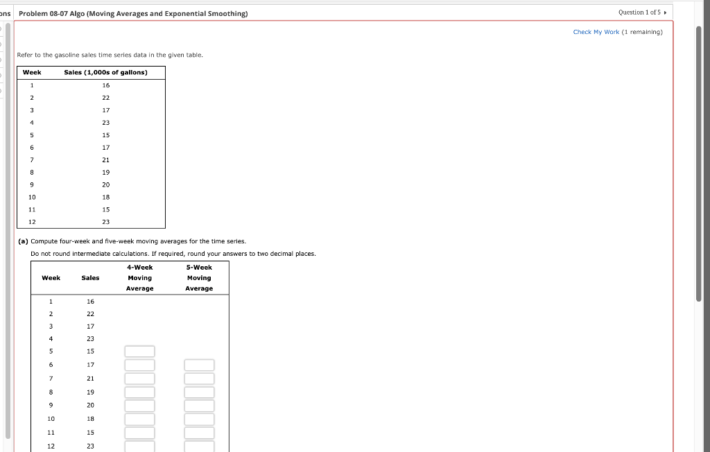 Solved ons Problem 08-07 Algo (Moving Averages and | Chegg.com