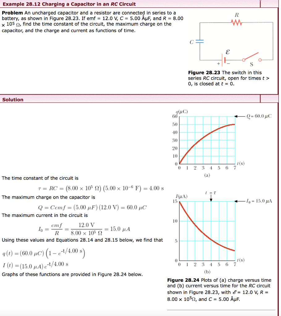 Solved Example 28.12 Charging a Capacitor in an RC Circuit | Chegg.com