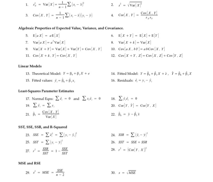 Solved Var X VVar X Cov X, Y 3. Cov X. Y Cor X, Y Algebraic | Chegg.com