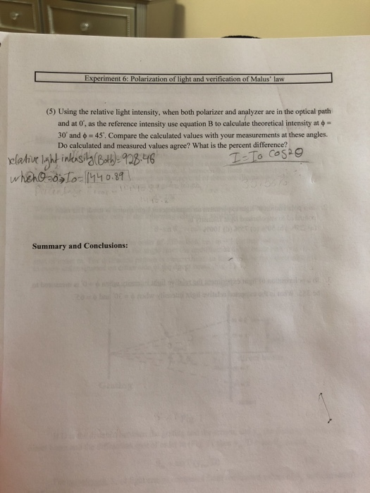 Solved (5) Using the relative light intensity, when both | Chegg.com