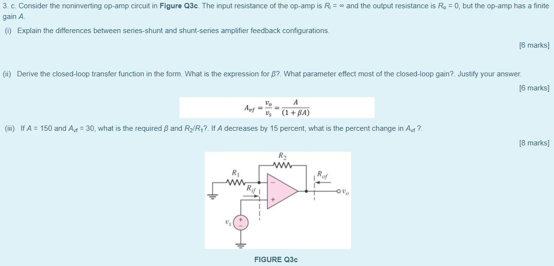 Solved 3. c. Consider the noninverting op-amp circuit in | Chegg.com