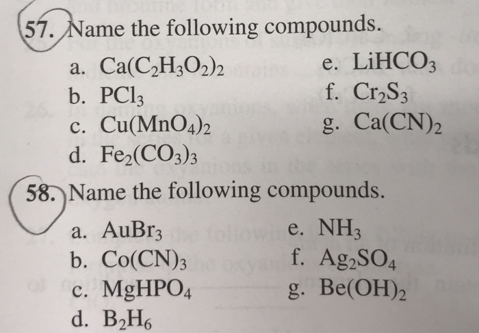 Solved 42 Write the formula for each of the following simple | Chegg.com