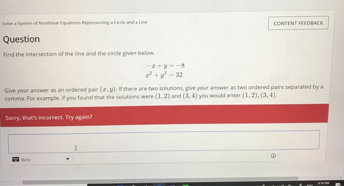 Solved Solve a System of Nonlinear Equations Representing a | Chegg.com