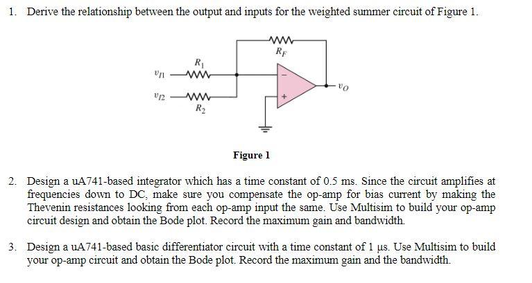 Solved 1. Derive the relationship between the output and | Chegg.com