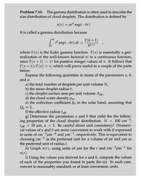 Solved Problem 7.13: The gamma distribution is often used to | Chegg.com