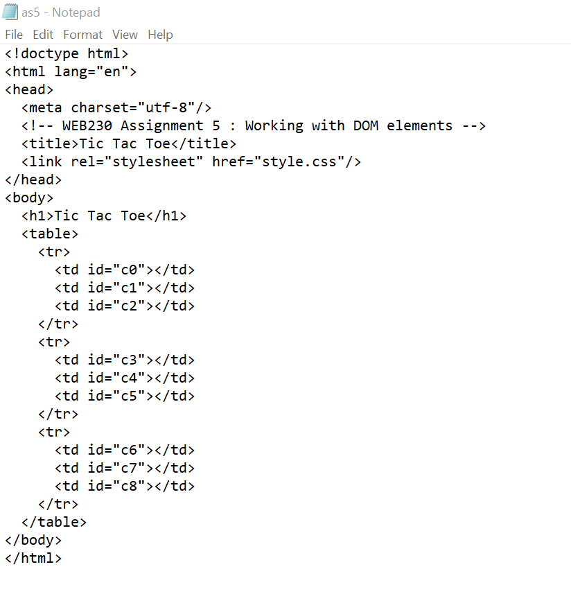 Solved WEB230 Assignment 5 Let's play Tic Tac Toe. This will | Chegg.com