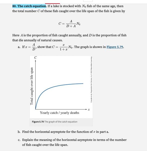 Solved 80. The catch equation. If a lake is stocked with N, | Chegg.com