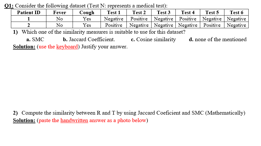 Solved Q1: Consider the following dataset (Test N: | Chegg.com