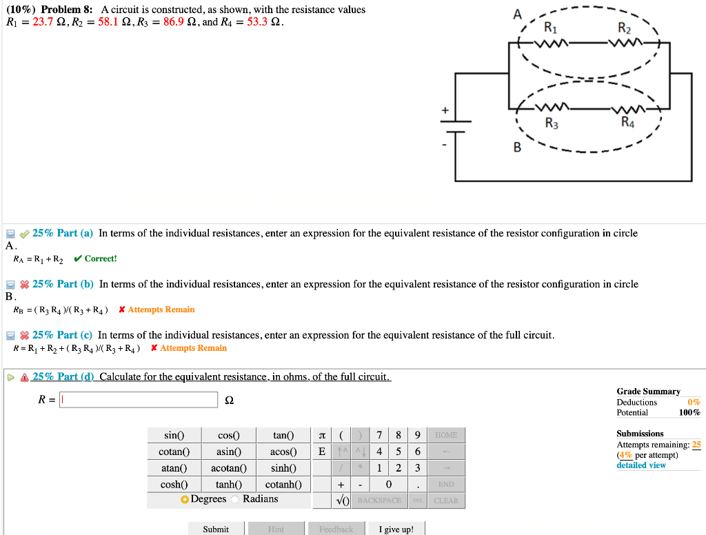 Solved (10\%) Problem 8: A circuit is constructed, as shown, | Chegg.com