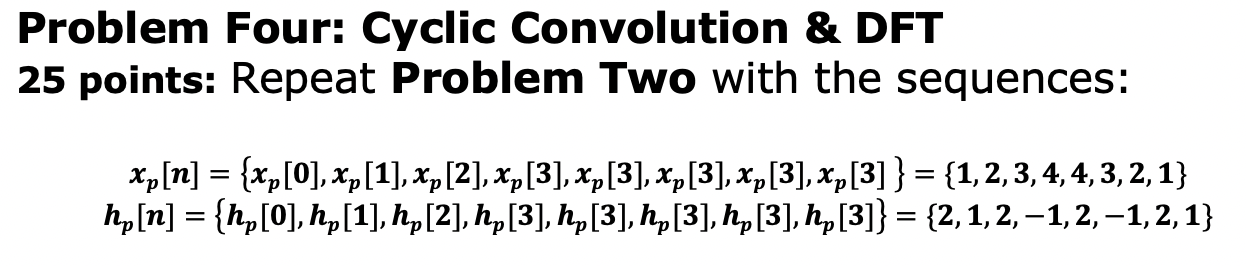 Solved Problem Four: Cyclic Convolution & DFT 25 points: | Chegg.com