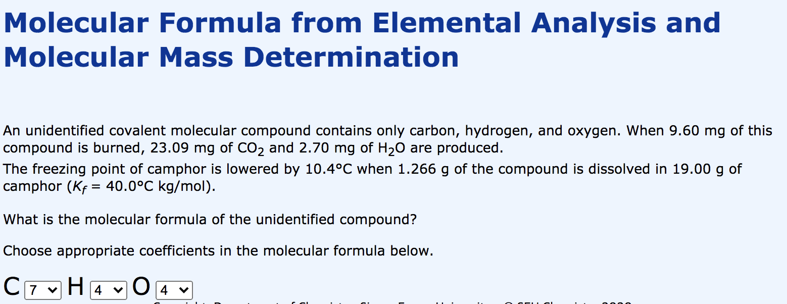 Solved Molecular Formula from Elemental Analysis and | Chegg.com
