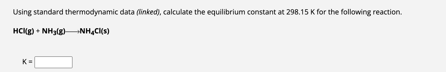 Solved Using standard thermodynamic data (linked), calculate | Chegg.com
