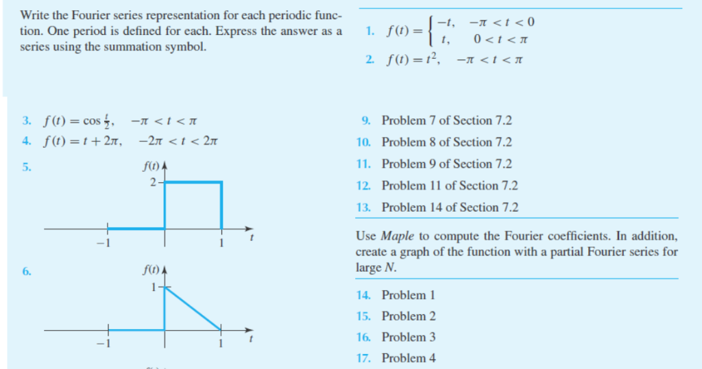 Solved Write the Fourier series representation for each | Chegg.com