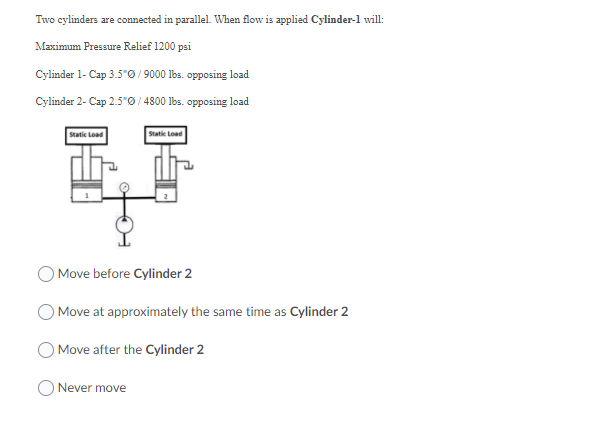 Solved Two cylinders are connected in parallel. When flow is | Chegg.com