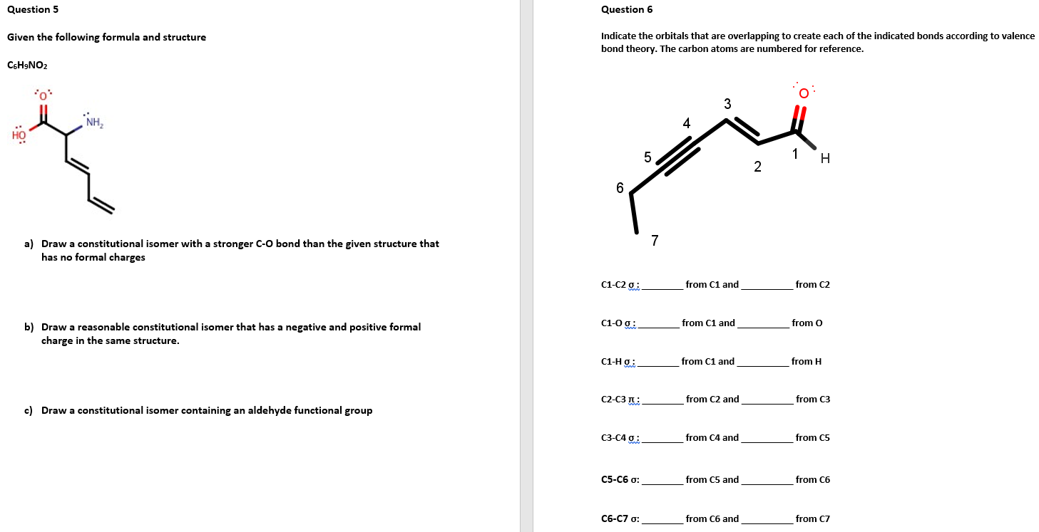 Solved Given the following formula and structure Indicate | Chegg.com
