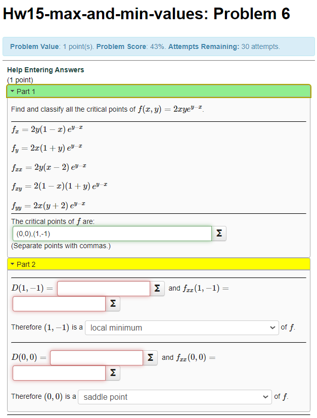 Solved Hw15-max-and-min-values: Problem 6 Problem Value: 1 | Chegg.com