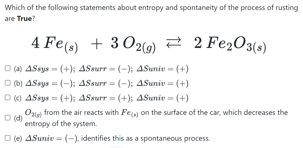 Solved Which of the following statements about entropy and | Chegg.com