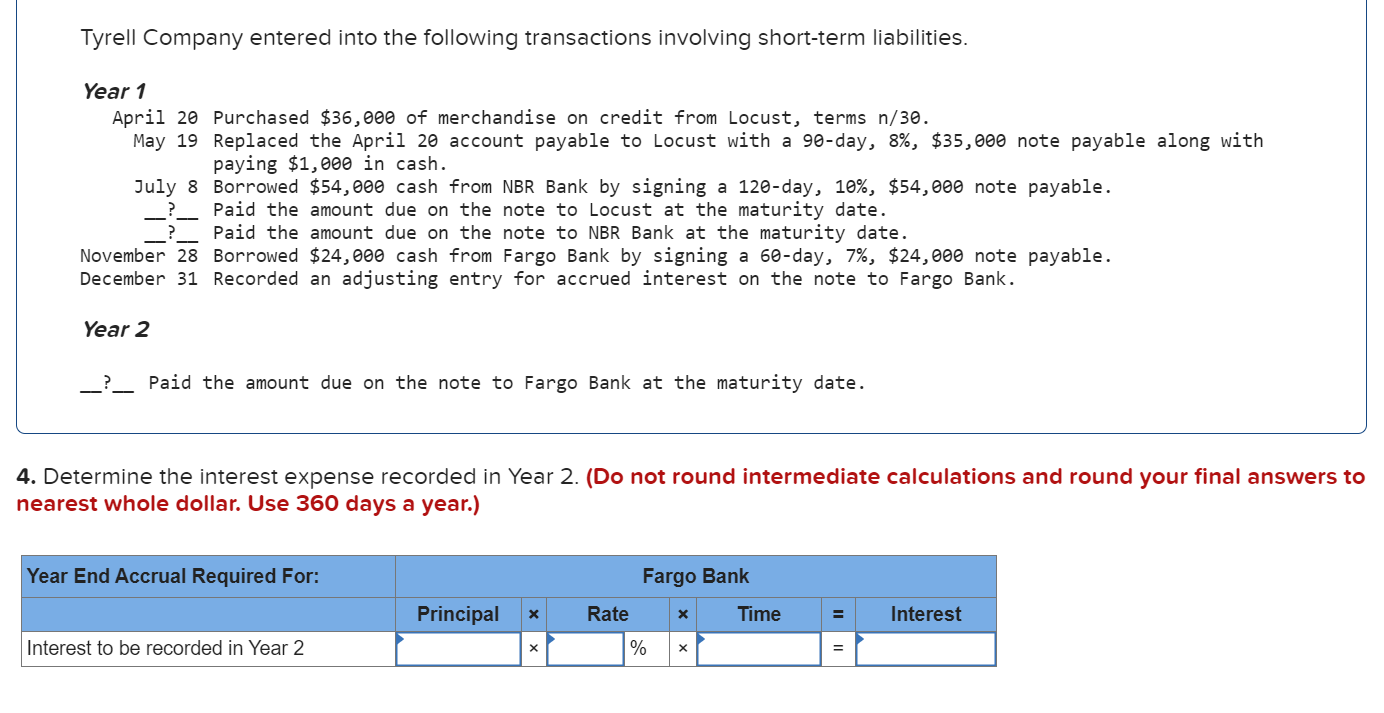 Solved Tyrell Company entered into the following | Chegg.com