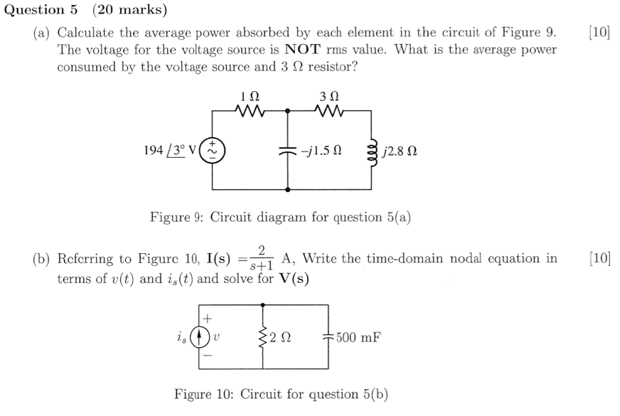Solved Question 5 (20 marks) (a) Calculate the average power | Chegg.com