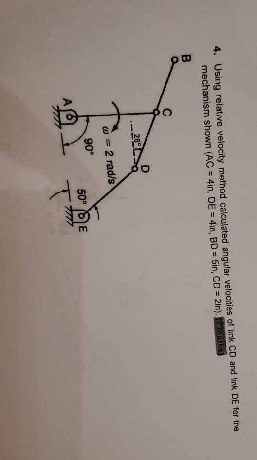 Solved 4. Using relative velocity method calculated angular | Chegg.com