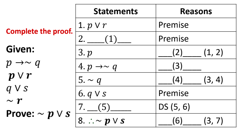 Solved Statements Reasons Premise Premise 13. P 1. pvr | Chegg.com