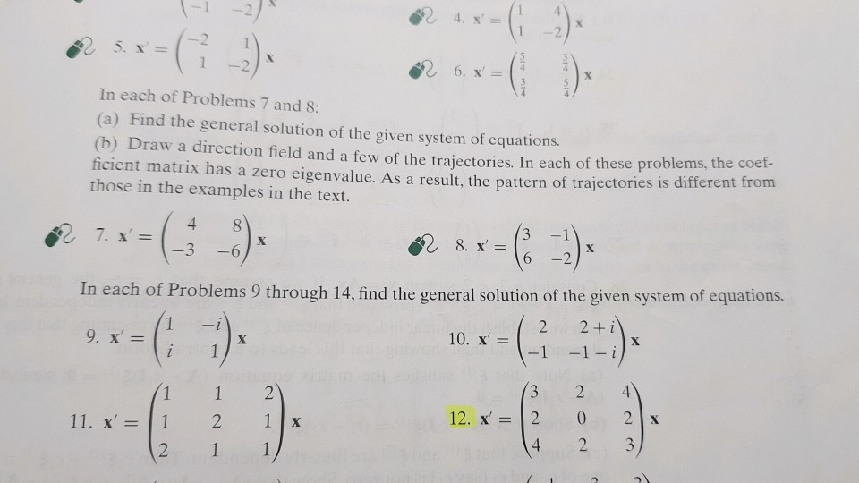 Solved -1 -2) 2 1 -2 In each of Problems 7 and 8: (a) Find | Chegg.com