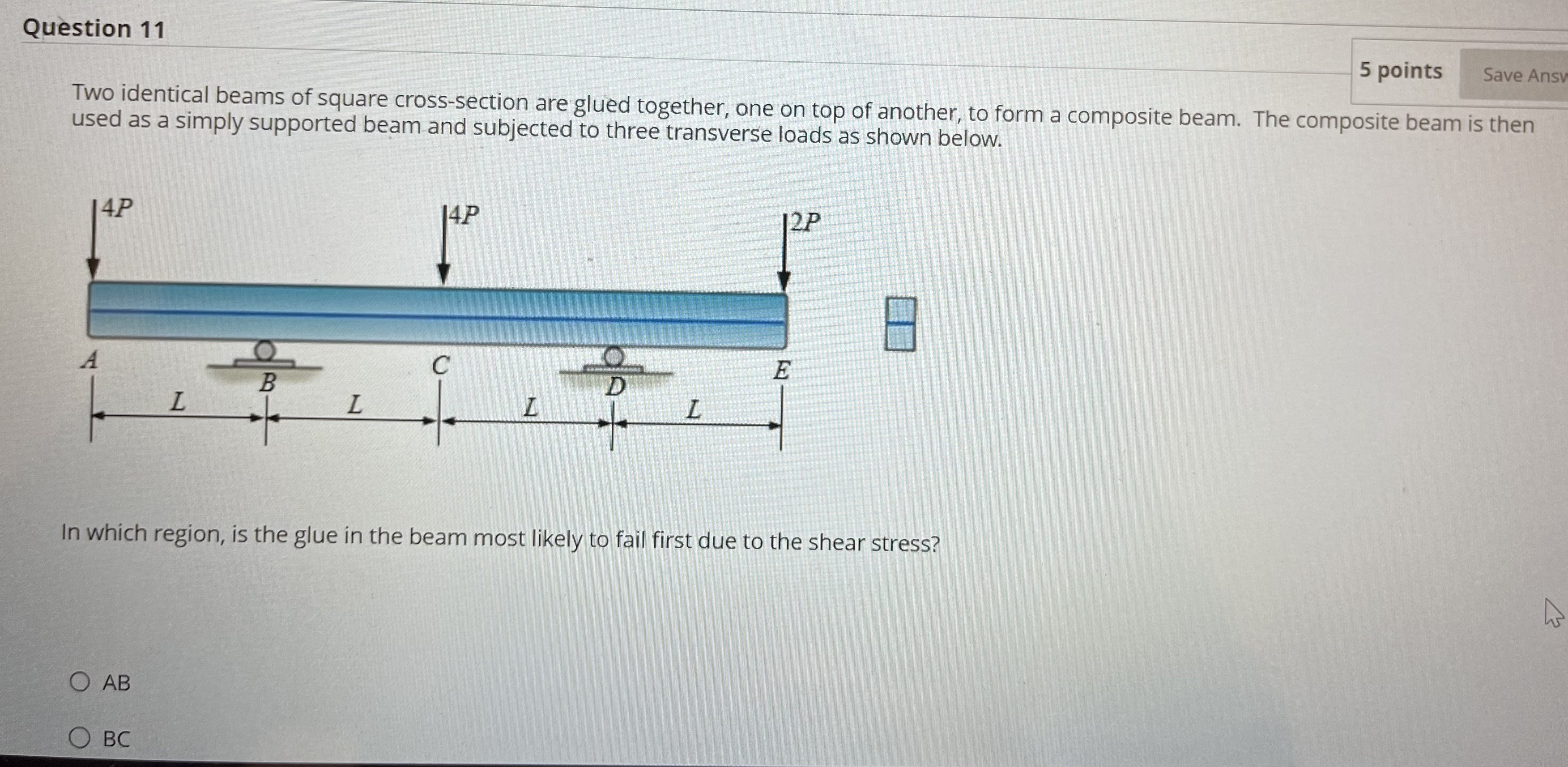 Solved Two identical beams of square cross-section are glued | Chegg.com