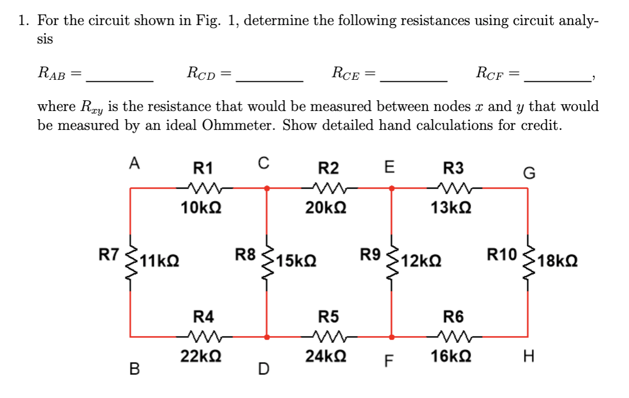 Solved 1. For the circuit shown in Fig. 1, determine the | Chegg.com