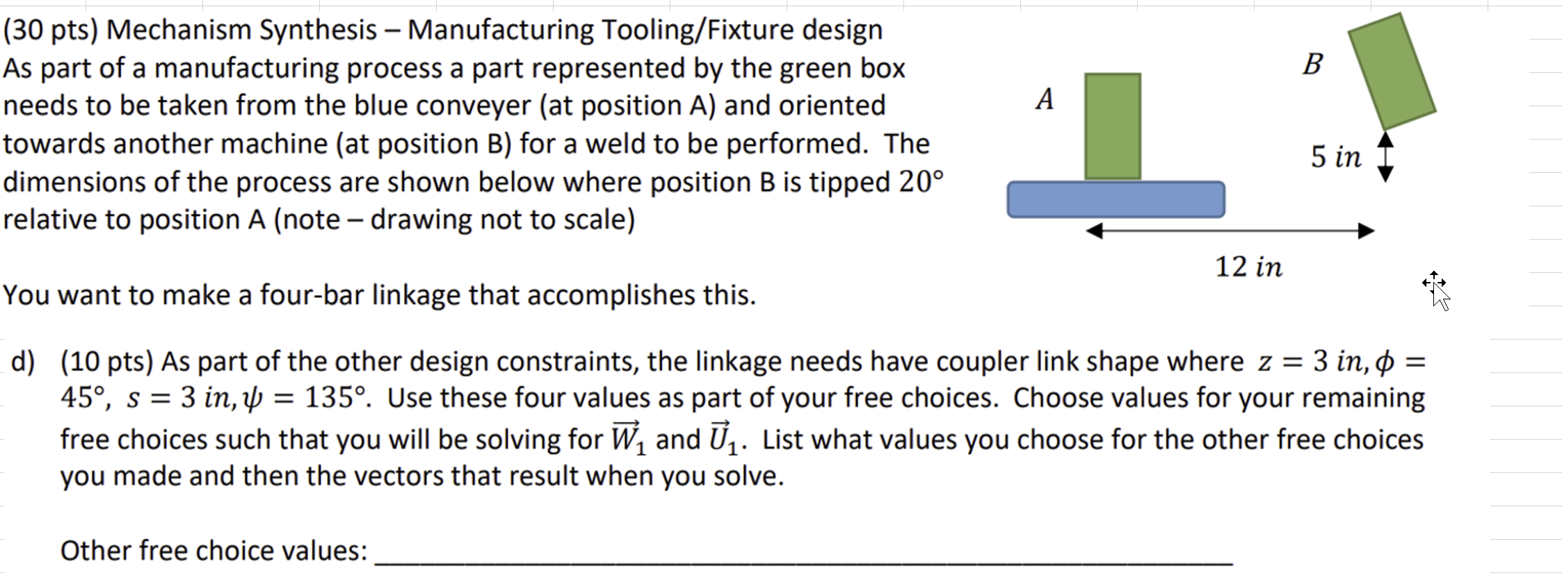 Solved A (30 pts) Mechanism Synthesis - Manufacturing | Chegg.com