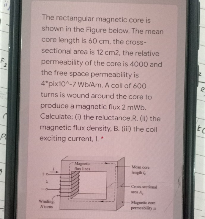 Solved 2 The rectangular magnetic core is shown in the | Chegg.com