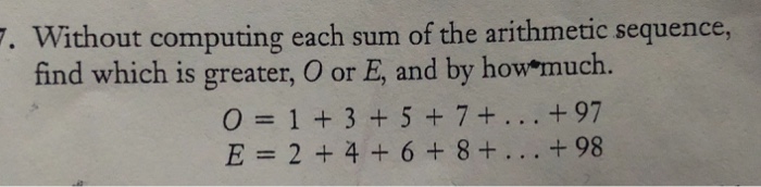 Solved . Without computing each sum of the arithmetic | Chegg.com