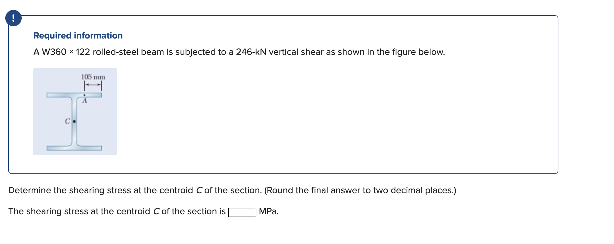 Solved ! Required information A W360 x 122 rolled-steel beam | Chegg.com