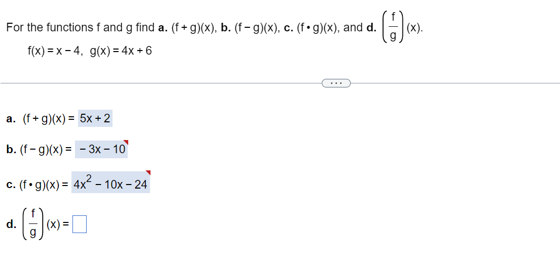 Solved For the functions f and g find a.(f+g)(x), b. | Chegg.com