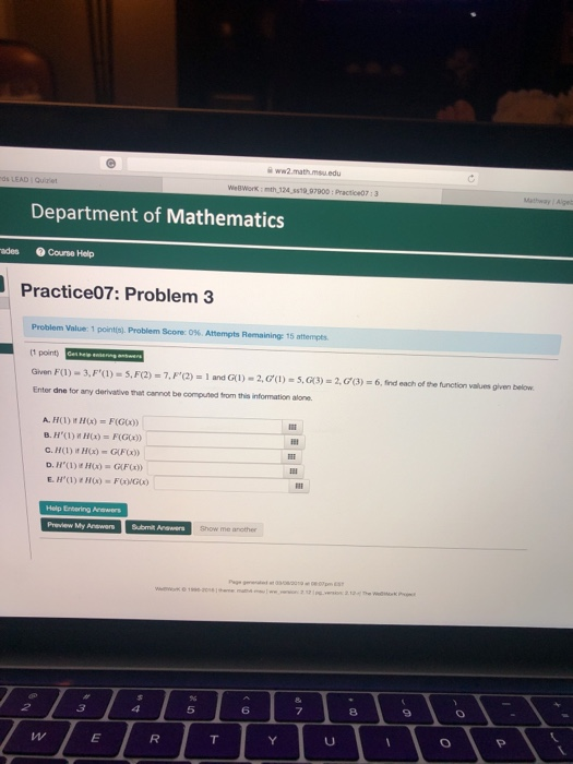 Solved ds LEAD Quie WeBWork :mth 124, 5519 9790D: | Chegg.com