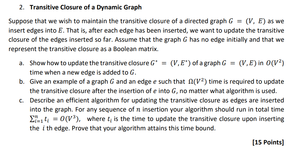 Solved Suppose that we wish to maintain the transitive | Chegg.com