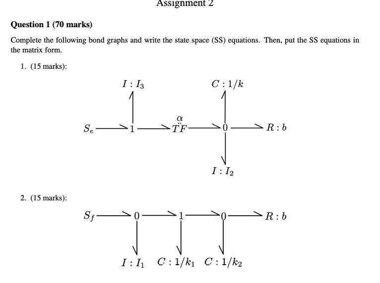 Solved Complete the following bond graphs and write the | Chegg.com