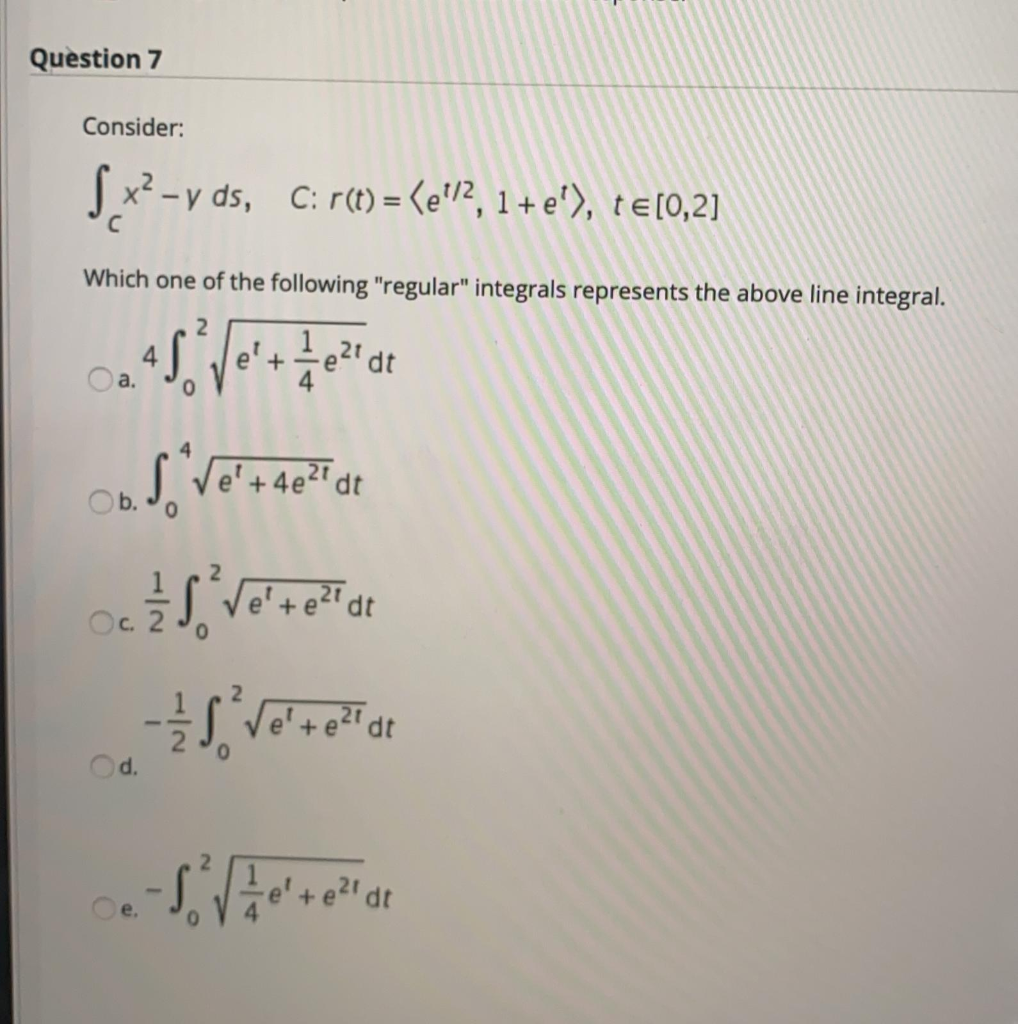 Solved Which one of the following "regular" integrals | Chegg.com