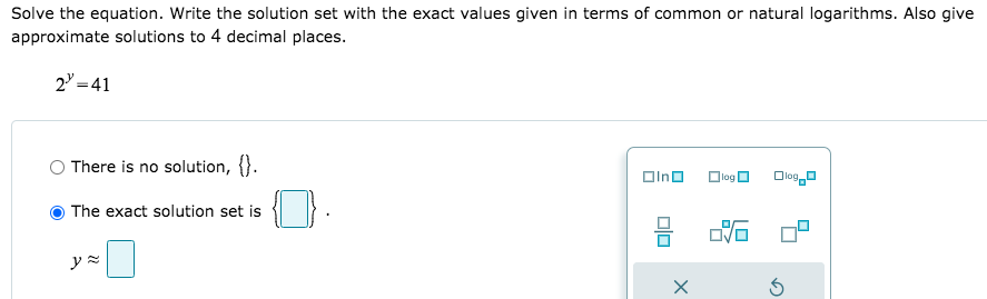 Solved Solve the equation. Write the solution set with the | Chegg.com