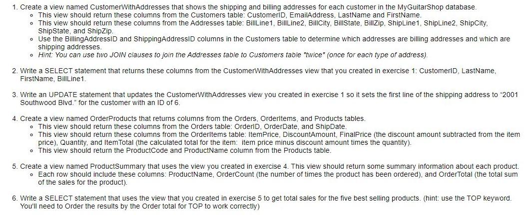 Solved I need help with this SQL assignment using CREATE | Chegg.com